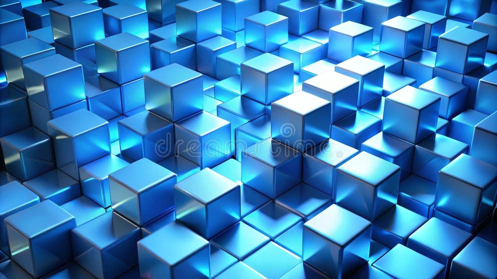 Abstract Blue Cube Structure a 3d Render of Shiny, Metallic Cubes in a ...