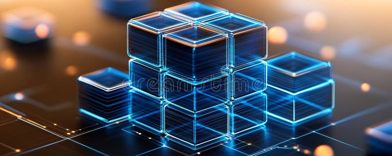 Abstract Blue Cubes Digital Technology Futuristic Data Structure ...