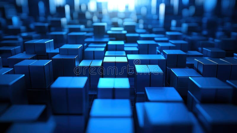 Abstract Blue Cubes a Geometric Landscape of Blocks and Light Stock ...