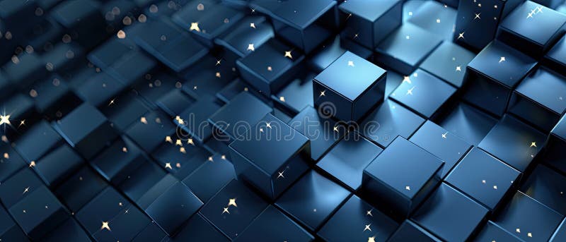 Abstract Blue Cubes with Glitter Stock Illustration - Illustration of ...