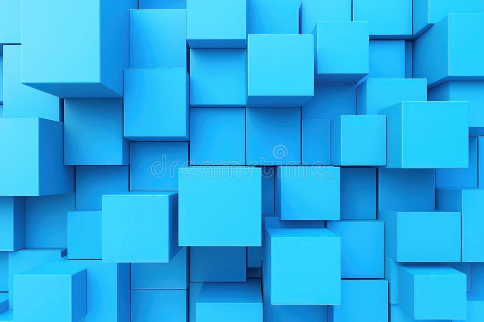 Abstract Blue Cubes in a Modern Design Forming a Visually Appealing 3D ...