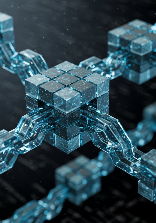 Abstract Blue Cubes Network Digital Technology Stock Illustration ...