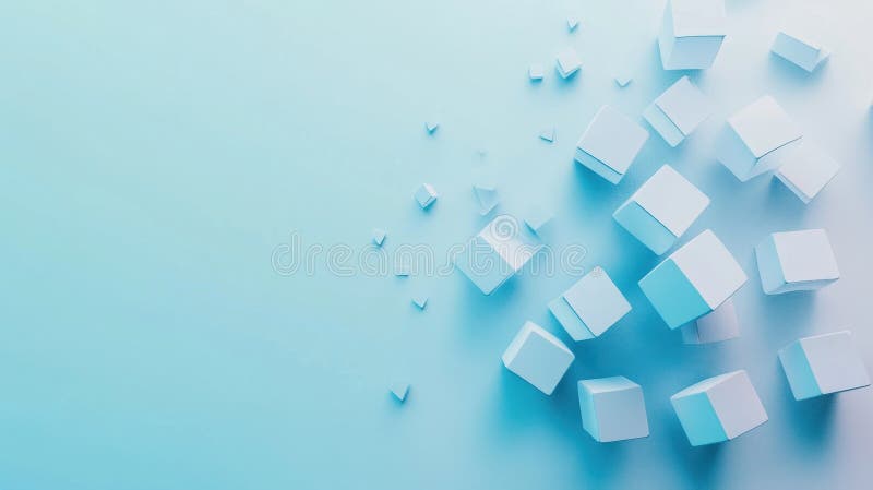 Abstract Blue Cubes Scattered on Light Blue Background Stock Image ...