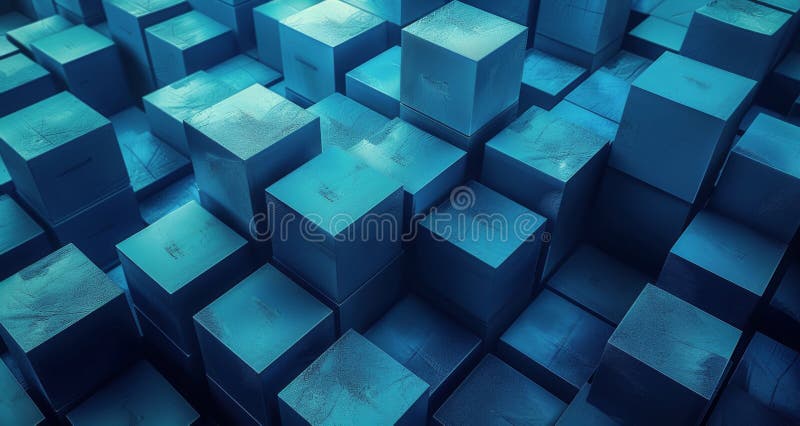Abstract Blue Cubes Stacked Together in a Close-Up View Stock Photo ...