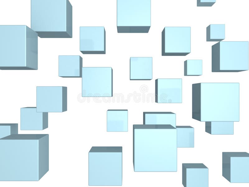 Blue Building Blocks or Cubes on White Background Stock Illustration ...