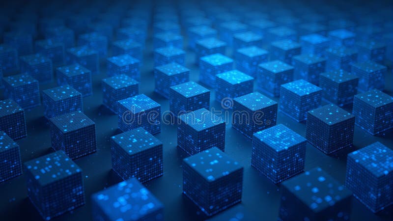 Abstract Blue Cubes Technology Grid Pattern Stock Illustration ...