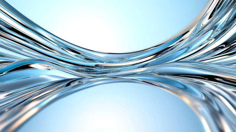 Abstract Blue Curved Glass Flowing Over Light Background Stock ...