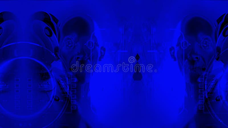 Blue Abstract Cyborg Heads with Data Processing: Technology, AI, and ...