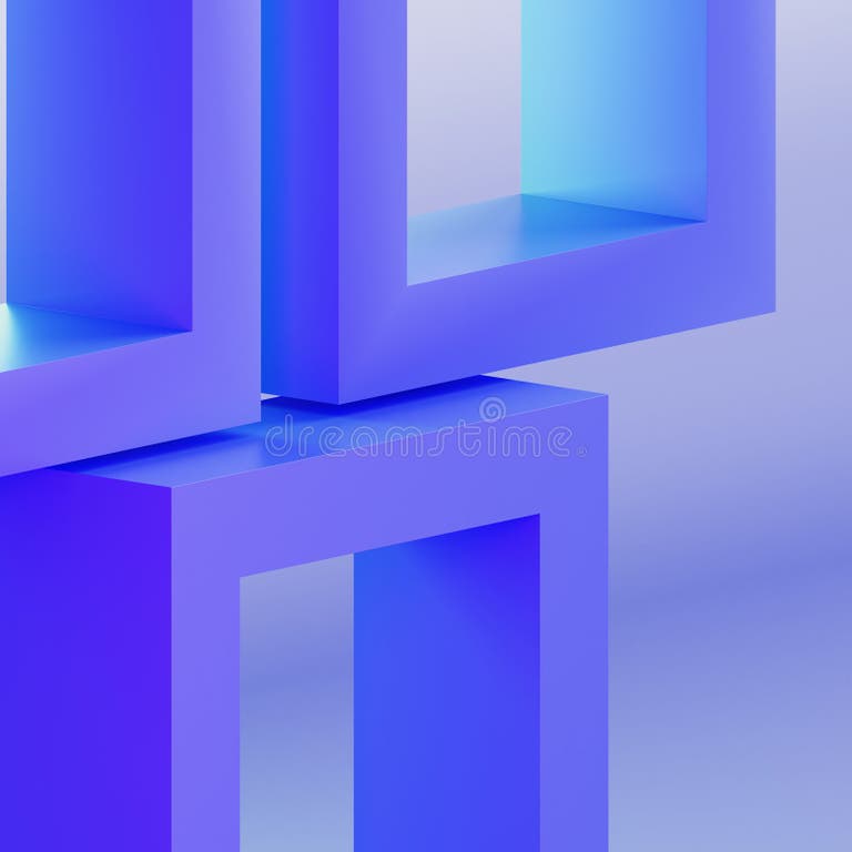 Abstract Blue 3d Background with Rectangular Frames. Futuristic ...