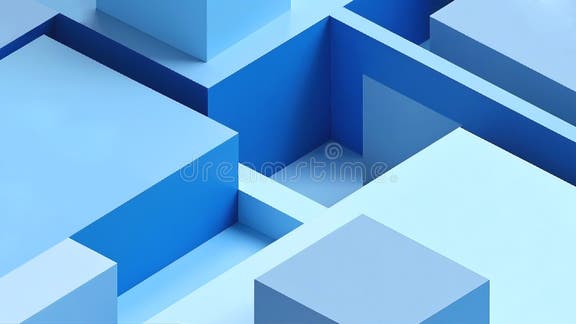Abstract Blue 3D Cubes Pattern Forms a Geometric Design Stock ...
