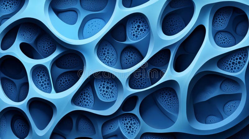 Abstract Blue 3D Interlocking Geometric Pattern with Circular Shapes ...