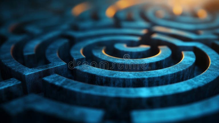 Abstract Blue 3D Maze Labyrinth Puzzle Design Stock Illustration ...