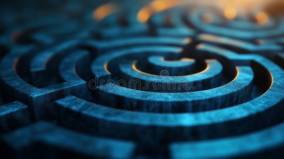 Abstract Blue 3D Maze Labyrinth Puzzle Design Stock Illustration ...