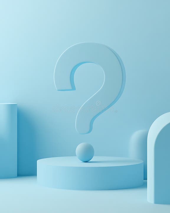 Abstract Blue 3D Render: Question Mark Enigma on Minimalist Platform Stock Illustration ...