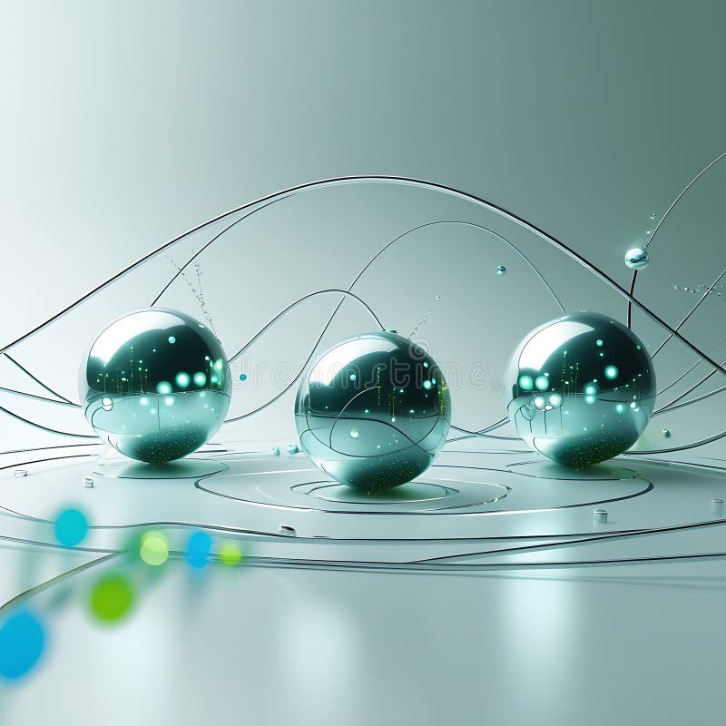Abstract Blue 3D Spheres Reflect Silver Light in a Colorful Balance ...