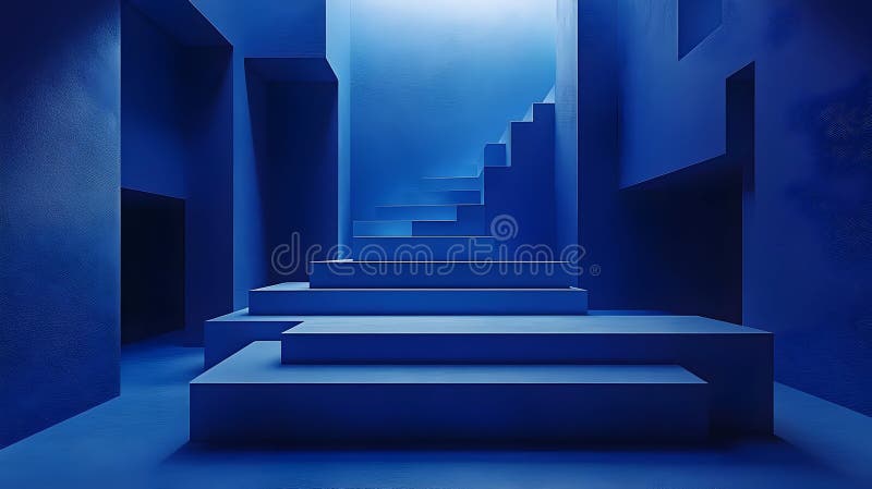 Abstract Blue 3D Staircase Illustration Stock Illustration ...