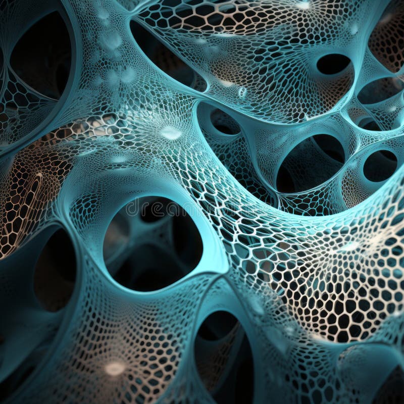 Abstract Blue 3d Wallpaper with Organic Biomimicry Patterns Stock ...