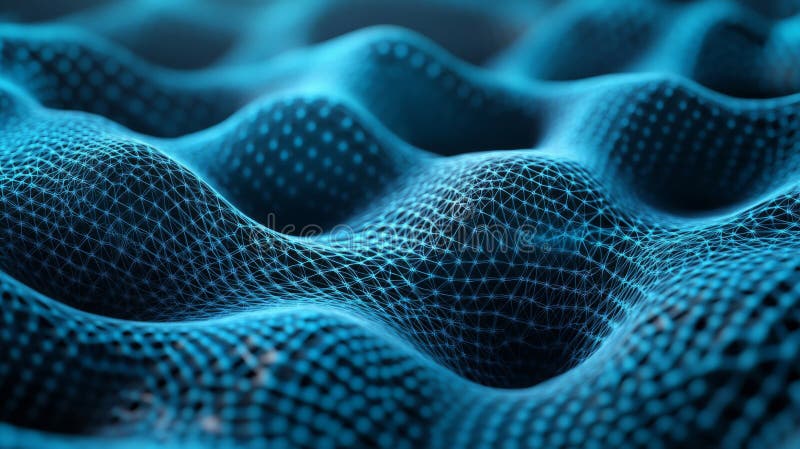 Abstract Blue 3D Wavy Grid Pattern Stock Illustration - Illustration of ...