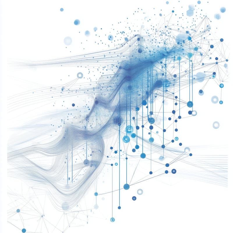 Abstract Blue Data Network With Interconnected Lines And Nodes Stock