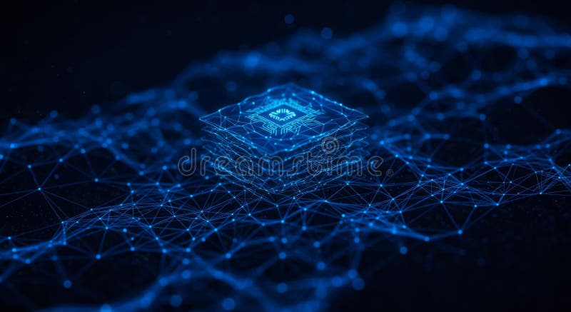 Abstract Blue Data Network Visualization Stock Illustration ...