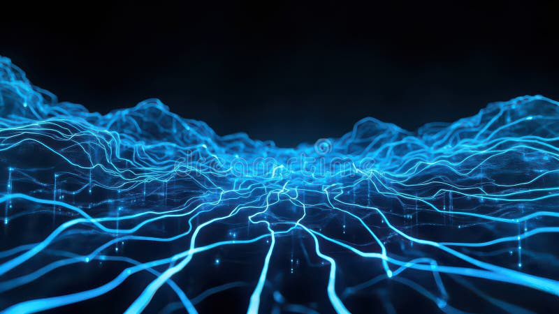 Abstract Blue Data Stream - Technology Background Stock Illustration ...