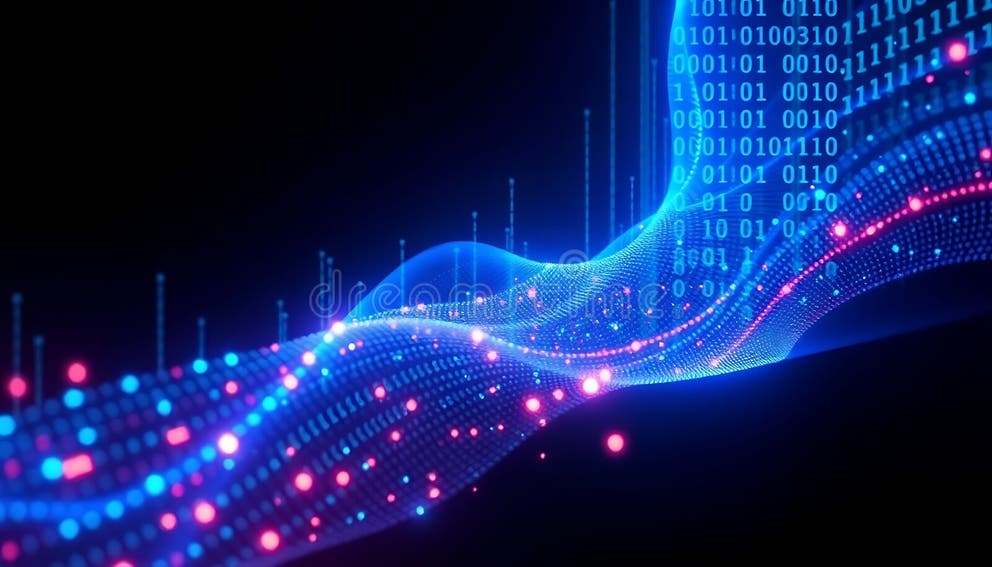 Abstract Blue Data Streams, Digital Network Flow, Stock Photo, Generative AI Stock Illustration ...