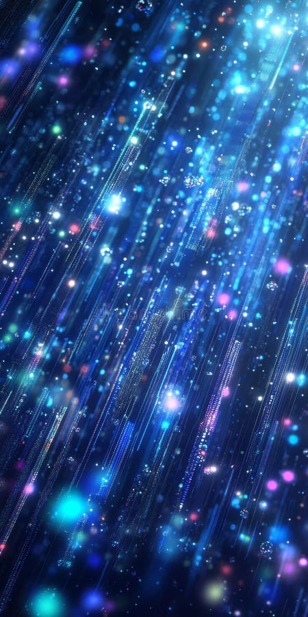 Abstract Blue Data Visualization with Glowing Particles and Light Rays ...