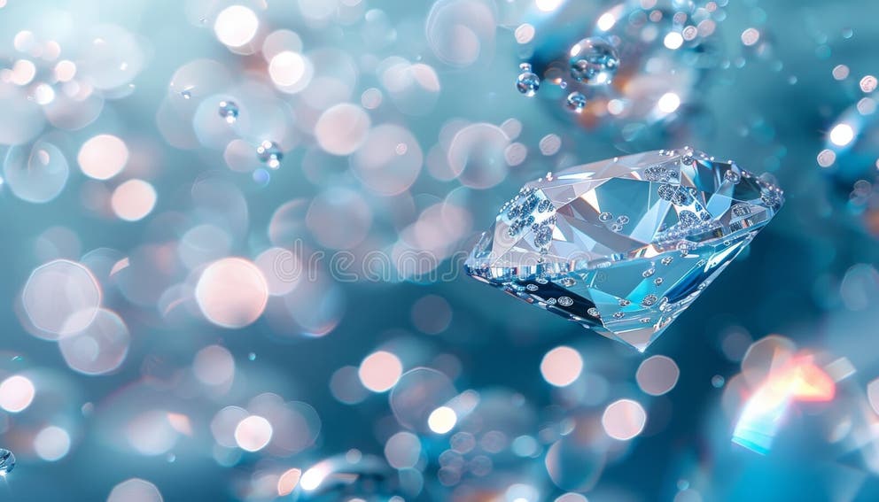 Abstract Blue Diamond Crystal Background. Sparkling Diamond on Soft ...