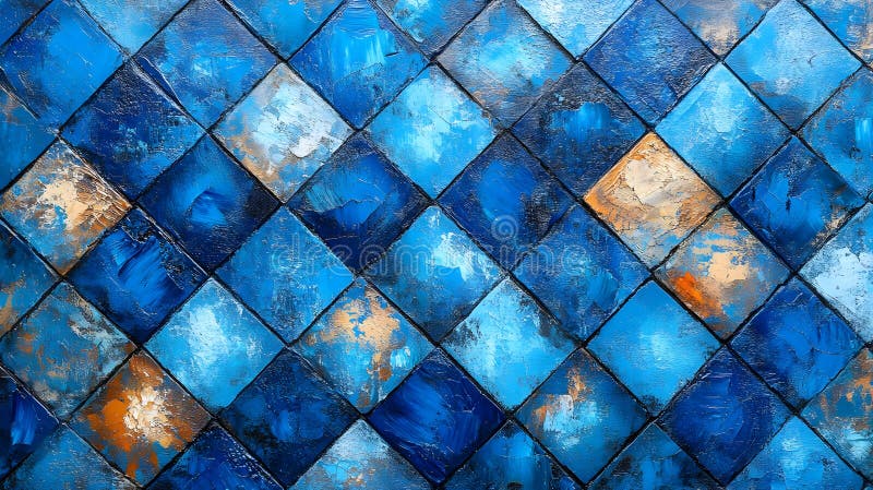 Abstract Blue Diamond Pattern Painting Stock Illustration ...
