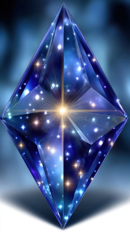 Abstract Blue Diamond Shape with Light Effects, Rendered As a Magical ...