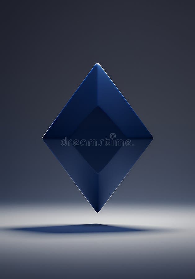 Abstract Blue Diamond Shape with Reflection on Smooth Background Stock ...