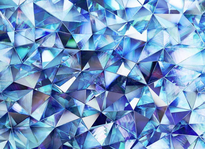 Abstract Blue Diamond Texture Crystal Close-Up Background, 3D Rendering ...