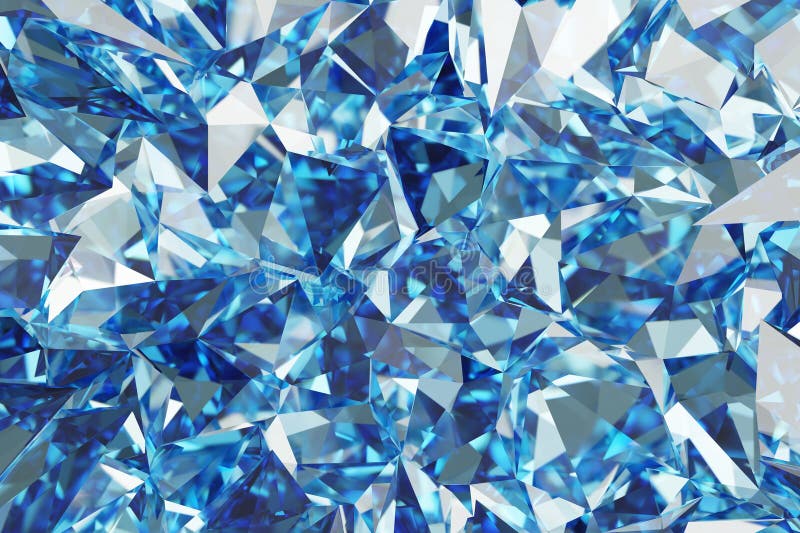 Abstract Blue Diamond Texture Crystal Close-Up Background, 3D Rendering ...