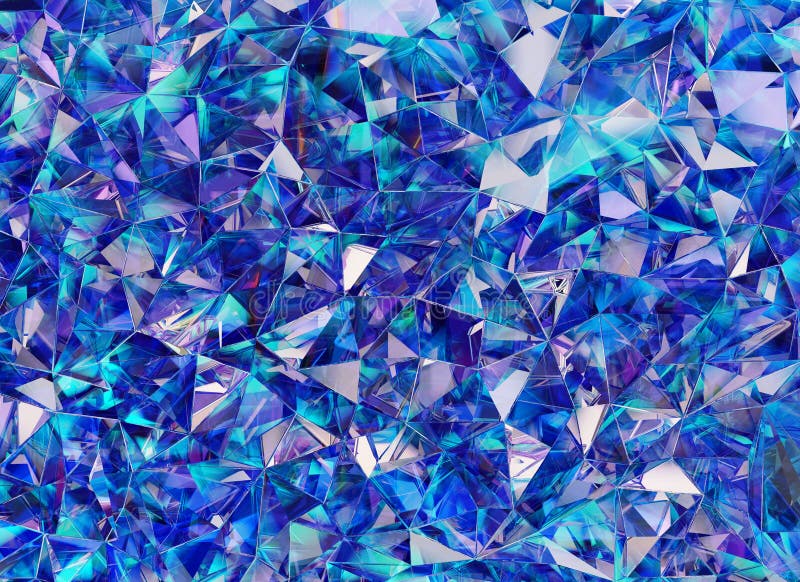 Abstract Blue Diamond Texture Crystal Close-Up Background, 3D Rendering ...