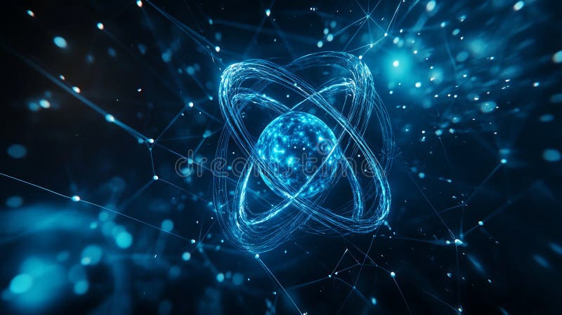 Abstract Blue Digital Atom Energy Network Technology Background Web ...