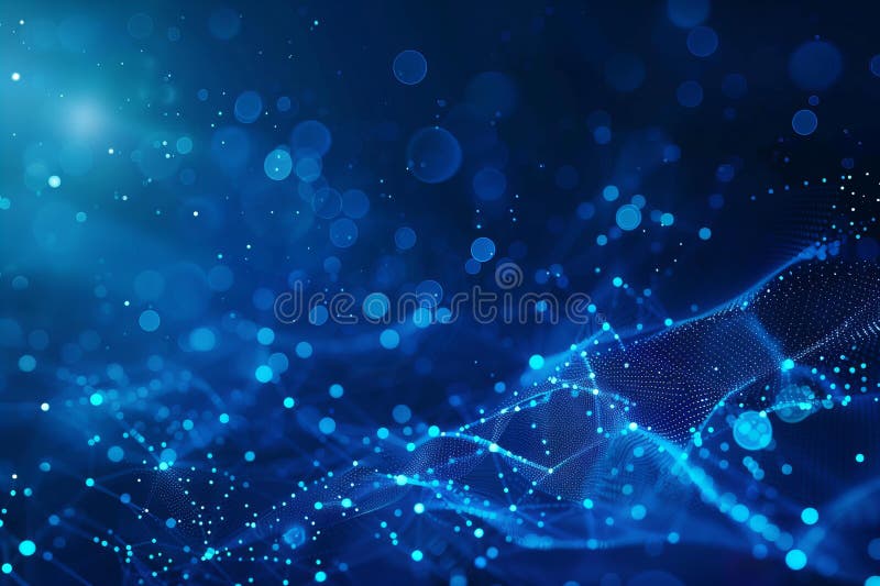Abstract Blue Digital Background with Dots and Glowing Lights. Big Data ...