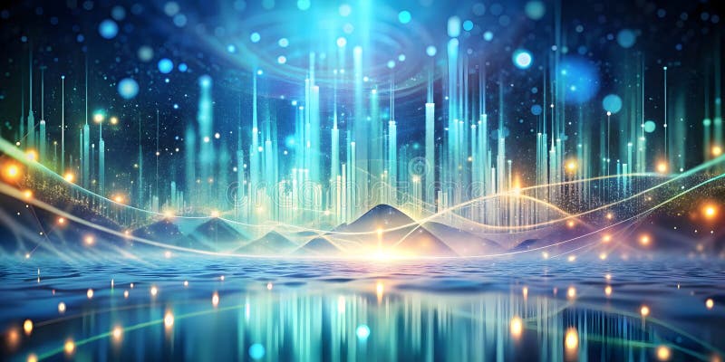 Abstract Blue Digital Background with Intricate Lines and Dots for ...