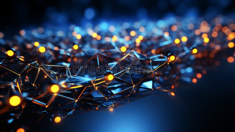 Abstract Blue Digital Background with Light Connections Stock ...