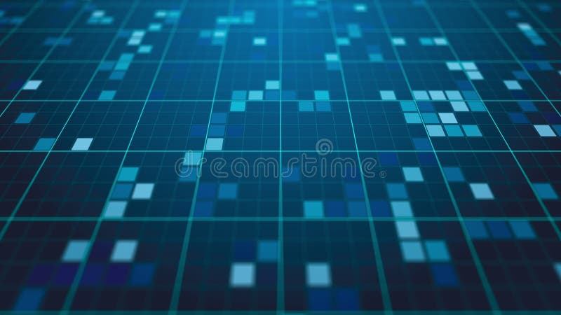 Abstract Blue Digital Background from Squares. Digital Grid. 4k Stock ...