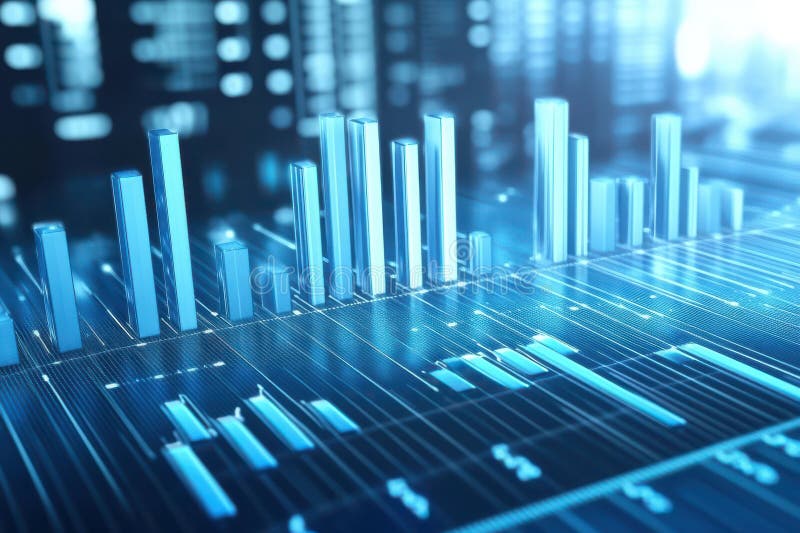 Abstract Blue Digital Bar Graph Representing Financial Data and ...