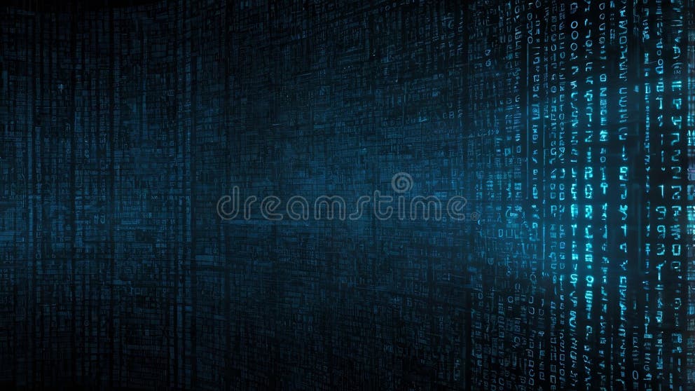 Abstract Blue Digital Binary Data Stream Background Stock Illustration ...