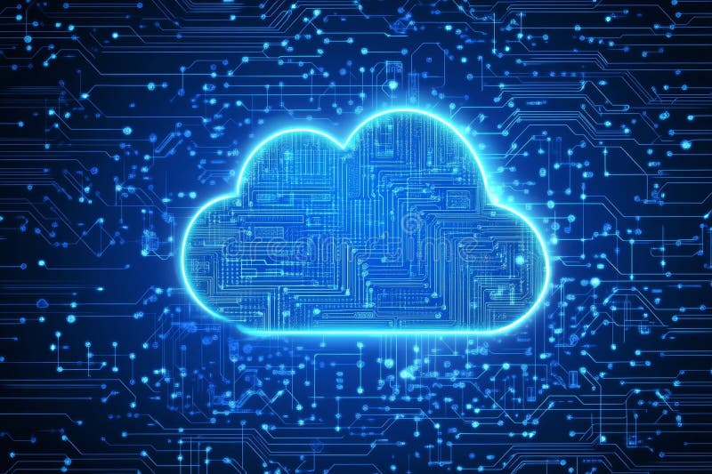 Abstract Blue Digital Circuit Cloud. Stock Image - Image of design ...