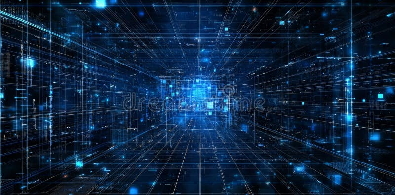 An Abstract Blue Digital Cyber World Background. Modern Illustrations ...