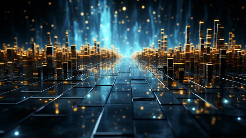 Abstract Blue Digital Data on Dark Background Stock Illustration ...