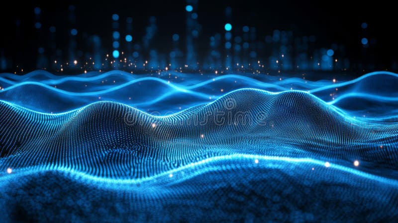 Abstract Blue Digital Data Flow Background Stock Illustration ...