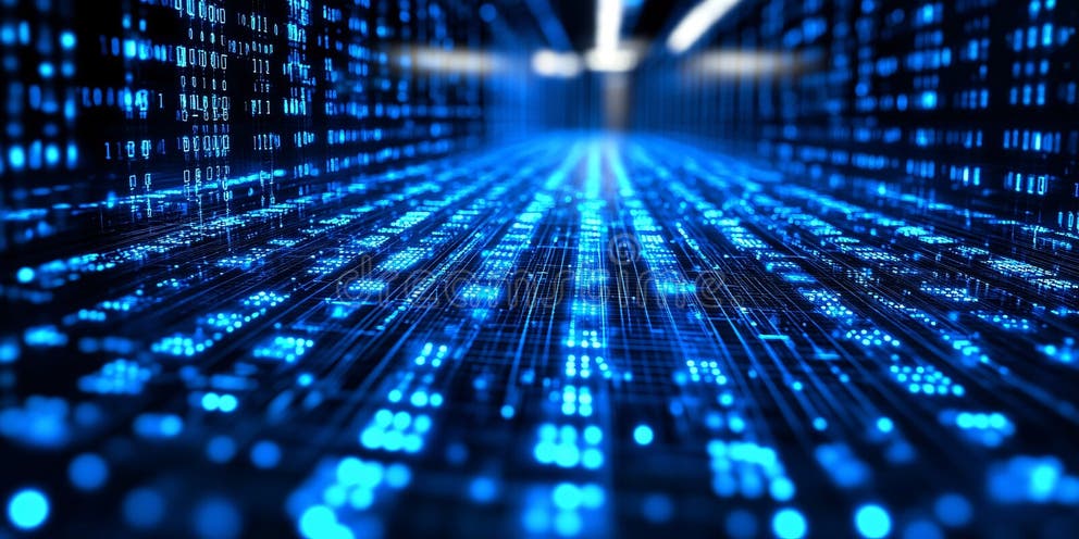 Abstract Blue Digital Data Network Technology Connectivity Data Flow ...