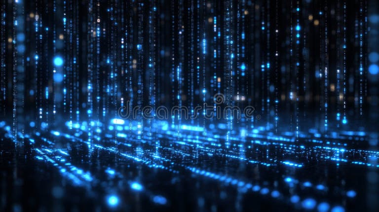 Abstract Blue Digital Data Stream Background Stock Illustration ...