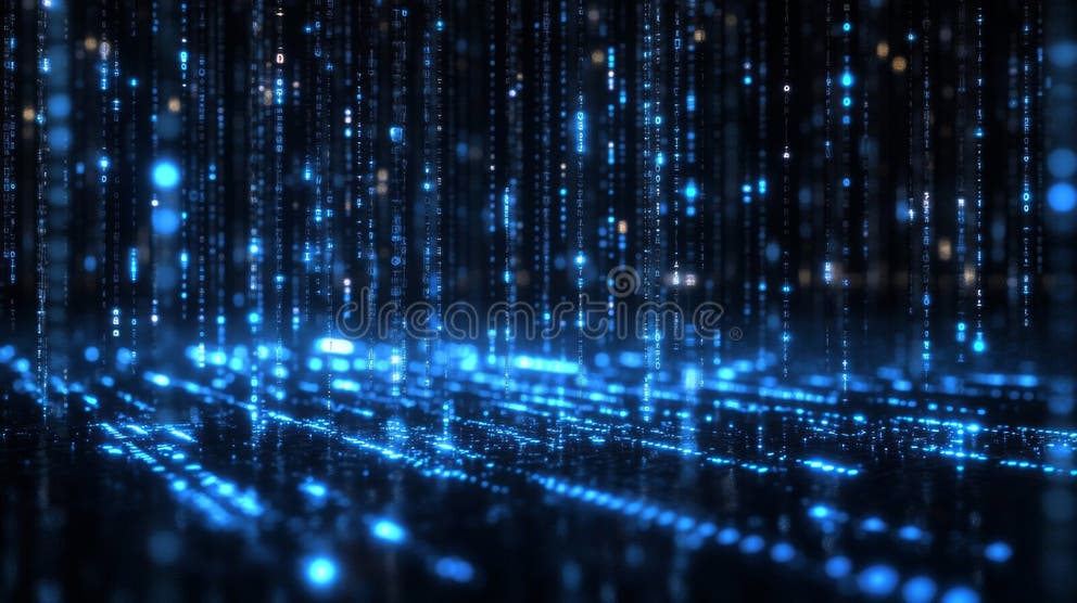 Abstract Blue Digital Data Stream Background Stock Illustration ...