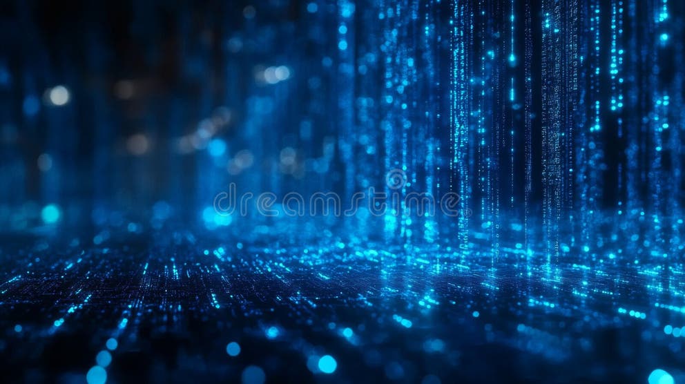 Abstract Blue Digital Data Stream Background Stock Illustration ...