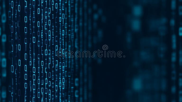 Abstract Blue Digital Data Stream Background with Binary Code Stock Illustration - Illustration ...